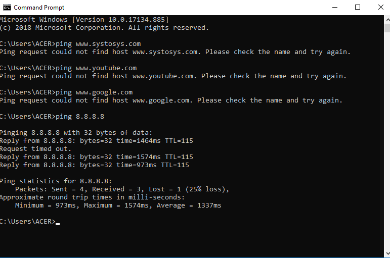 رفع خطای Ping Request Could Not Find Host موقع پینگ گرفتن ایرانیکا سرور 9732